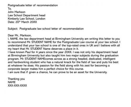 Recommendation Letter For Student From Teacher (Samples)
