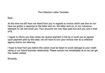 Debt Collection Letter Templates (Late Payment) - Samples