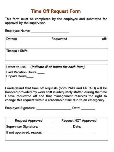 Free Employee Time-Off Request Forms - Word