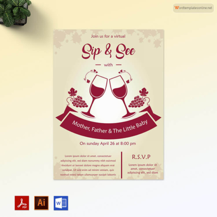 Free Sip And See Party Invitation Templates (Word, G-Slides)