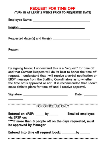 Free Employee Time-Off Request Forms - Word
