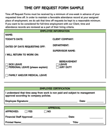 Free Employee Time-Off Request Forms - Word