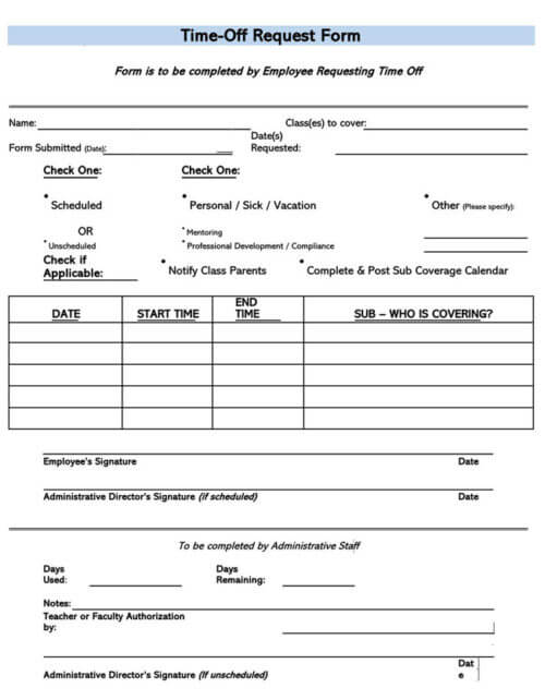 Free Employee Time-Off Request Forms - Word