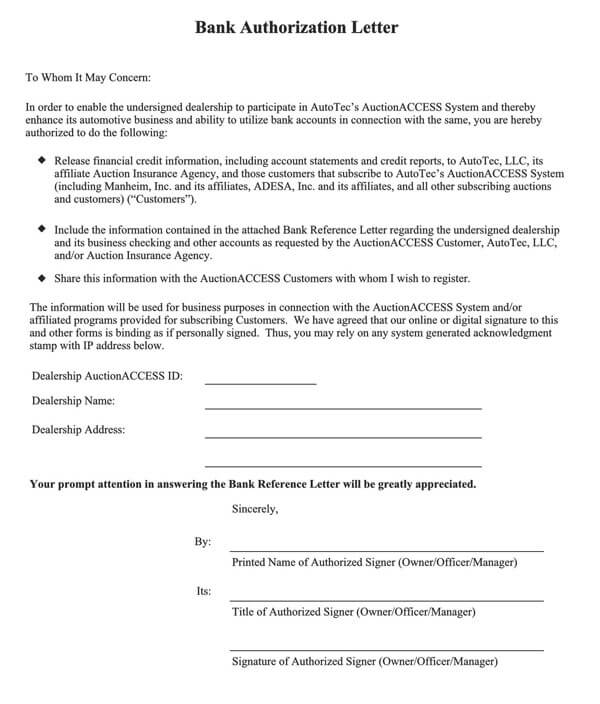 Authorization Letter to Operate Bank Account (Sample & Templates)