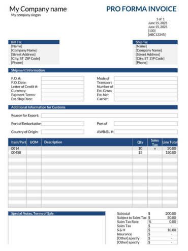 18 Free Proforma Invoice Templates (Word | Excel | PDF)
