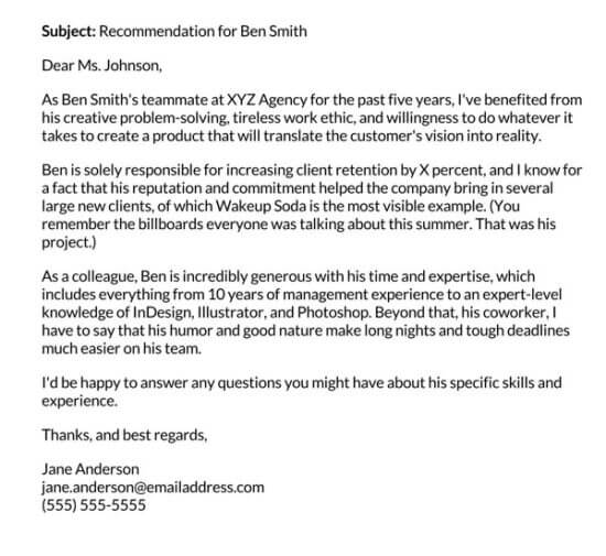 20 Samples of Recommendation Letter for Coworker