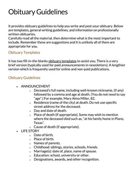 30 Free Obituary Examples and Templates