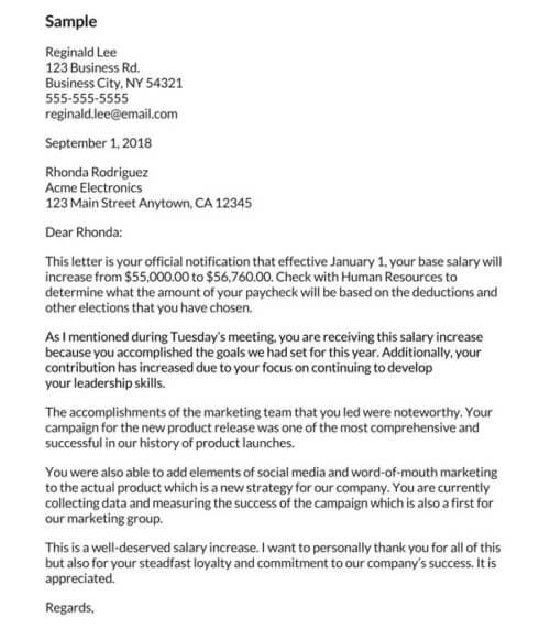 32 Salary Increase Letter Samples | How to Ask for Pay Rise?