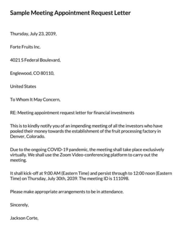 Meeting Appointment Request Letters (25+ Samples)
