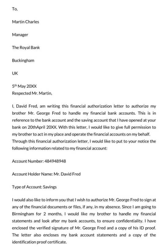 Authorization Letter to Operate Bank Account (Sample & Templates)
