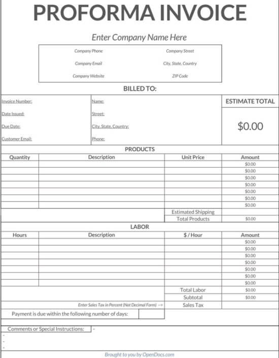 18 Free Proforma Invoice Templates (Word | Excel | PDF)
