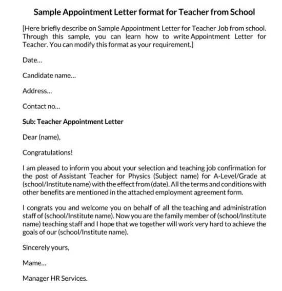 22+ Teacher Appointment Letter Samples (Word, PDF)