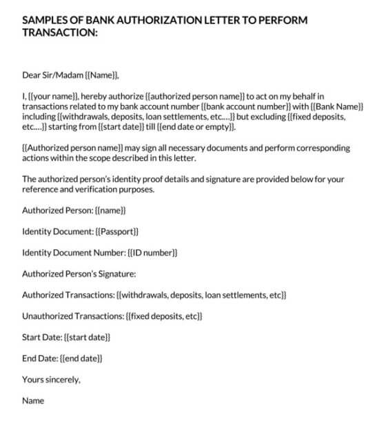 Authorization Letter to Operate Bank Account (Sample & Templates)