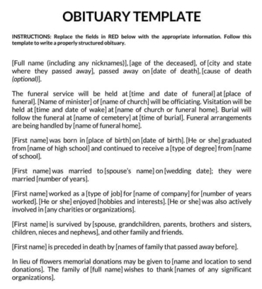 30 Free Obituary Examples and Templates