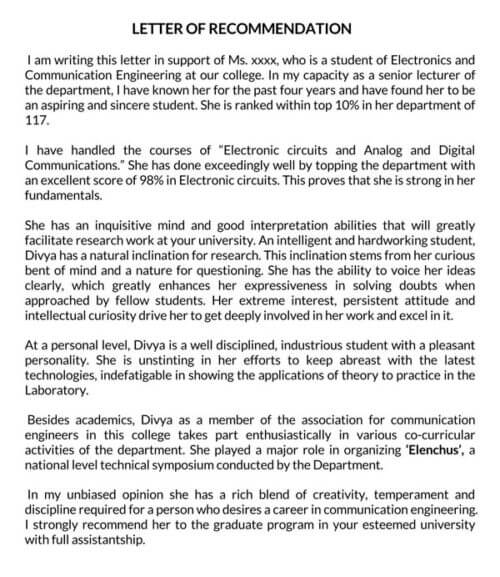 32 High School Recommendation Letter Samples (Free Templates)