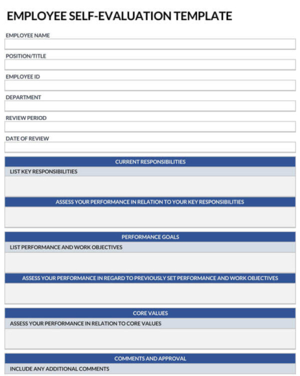 22 Self Evaluation / Assessment Examples, Questions & Forms