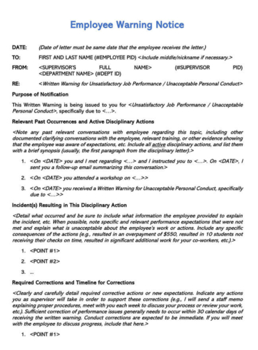 Employee Warning Notice Templates - How to Write