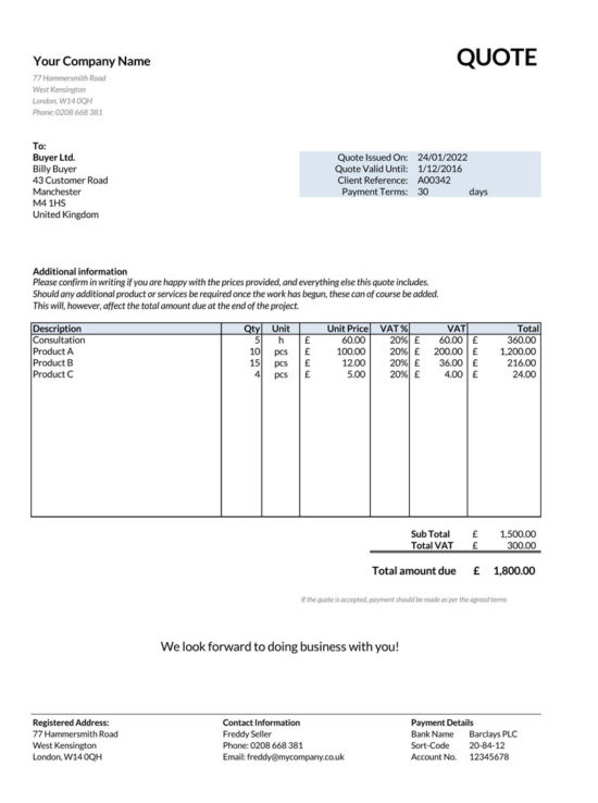 50+ Free Quote Templates (Word, Excel, PDF)