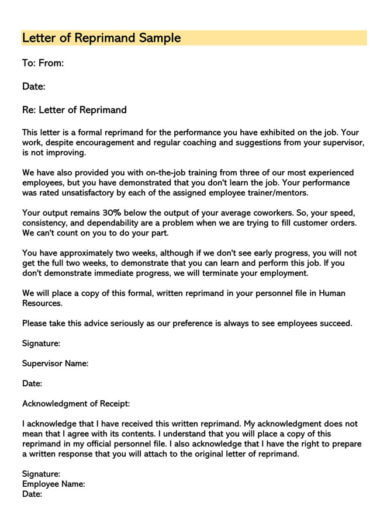 Letter of Reprimand for Employee Performance (Best Examples)