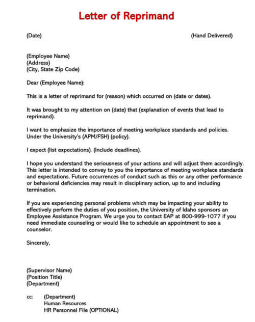 Letter of Reprimand for Employee Performance (Best Examples)