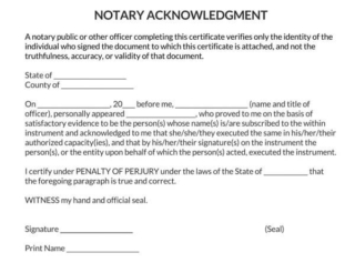 Free Notary Acknowledgment Forms - Templates