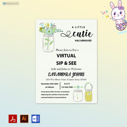 Free Sip And See Party Invitation Templates (Word, G-Slides)
