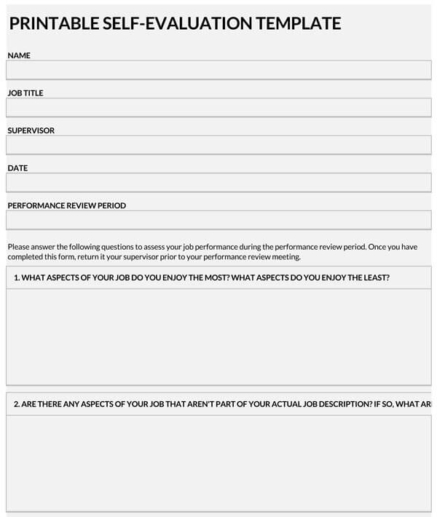 22 Self Evaluation / Assessment Examples, Questions & Forms