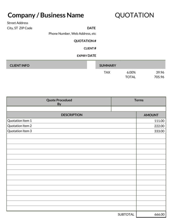 50+ Free Quote Templates (Word, Excel, PDF)