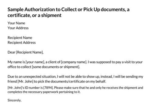 6 Samples of Authorization Letter to Collect Documents