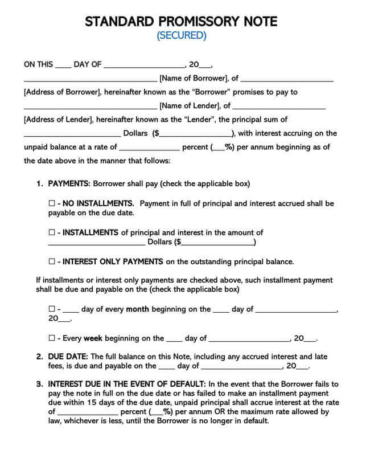 Free Promissory Note Templates (Types) | Word - PDF