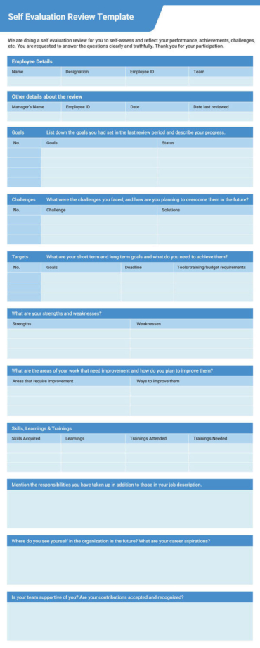 22 Self Evaluation / Assessment Examples, Questions & Forms