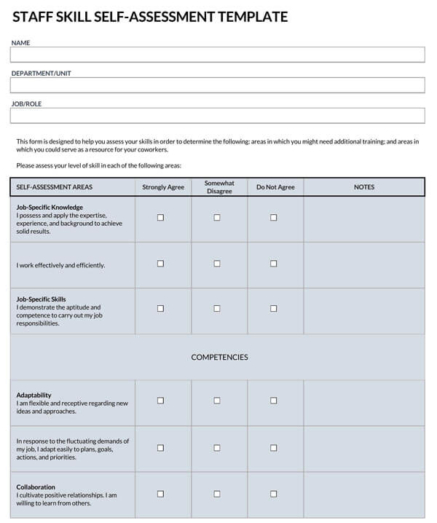 22 Self Evaluation / Assessment Examples, Questions & Forms