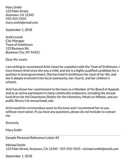 Personal Reference Letter Samples | How to Write