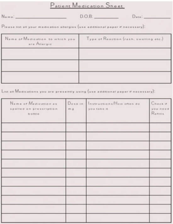 25 Free Medication List Templates For Patients & Caregivers