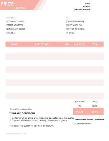 50+ Free Quote Templates (Word, Excel, PDF)