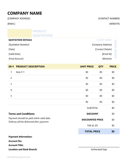 50+ Free Quote Templates (Word, Excel, PDF)