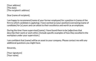 Letter of Recommendation from Supervisor (Examples)