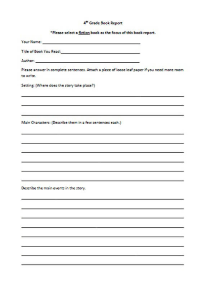 30 Free Book Report Templates | How to Outline (Format)