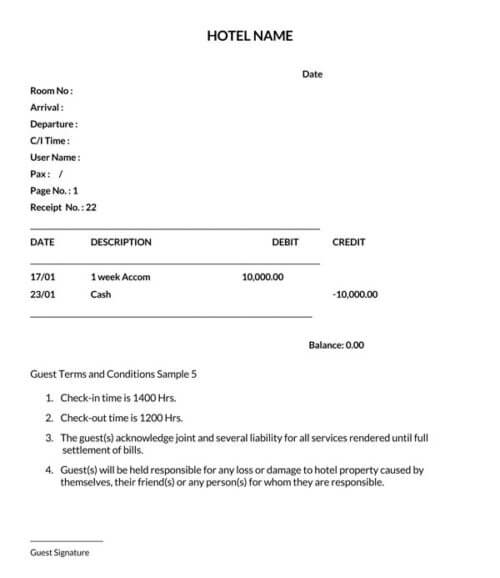 28 Free Hotel Receipt (Invoice) Templates - Word | PDF | Excel