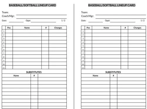 Baseball Lineup Excel Template