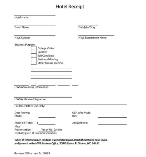 28 Free Hotel Receipt (Invoice) Templates - Word | PDF | Excel