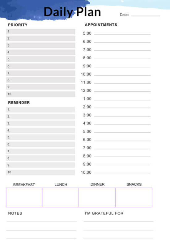 25 Free Printable Daily Planner Templates | Word - PDF