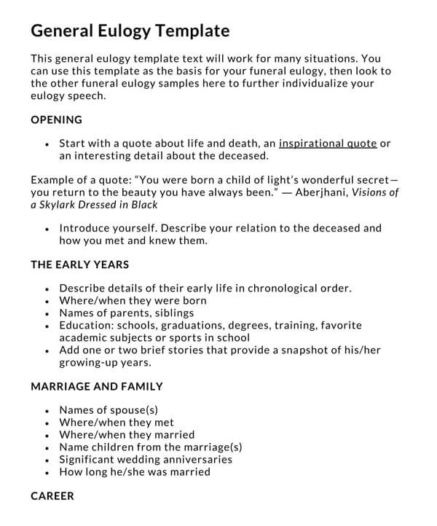 43 Heartfelt Eulogy Templates (Father, Mother, Friend)