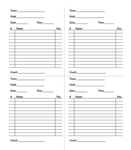 30 Free Printable Baseball Lineup Templates