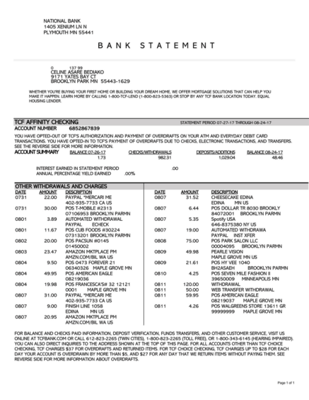 24+ Free Personal Bank Statement Templates (Word - Excel)