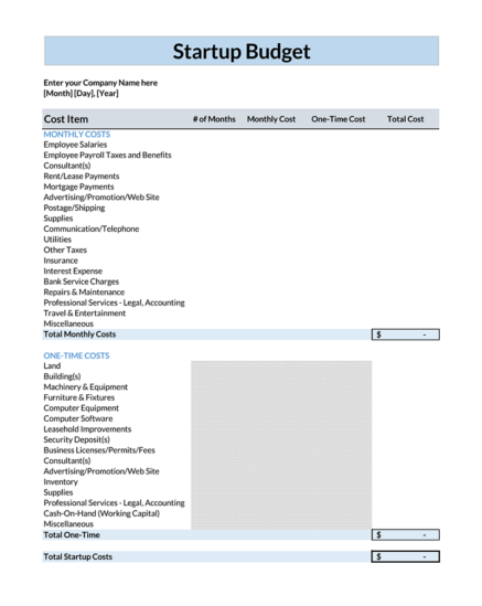 12+ Free Business Startup Costs Templates [Word | Excel]