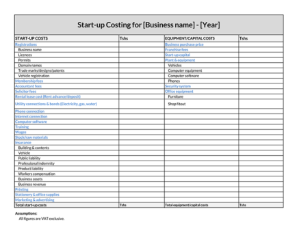 12+ Free Business Startup Costs Templates [Word | Excel]