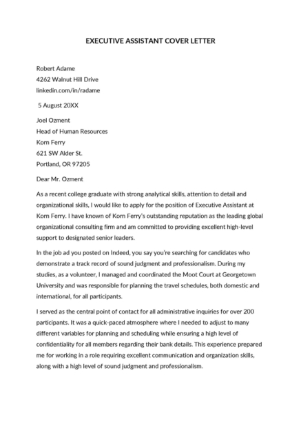 Executive Assistant Cover Letter [14 Best Examples] with Guide