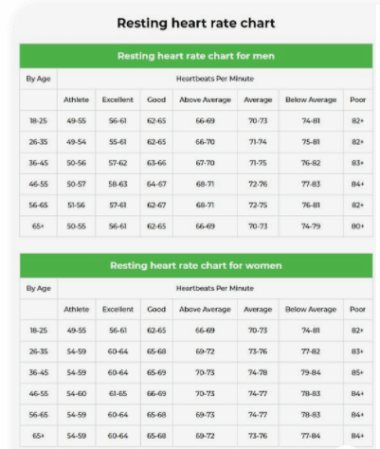 Printable Resting Heart Rate Charts by Age (Men & Women)