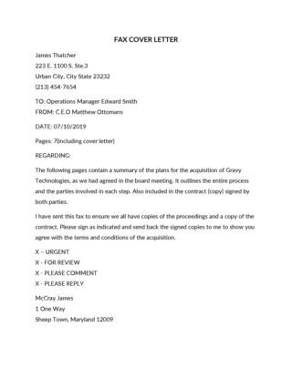 Free Fax Cover Letter (Sheet) Templates